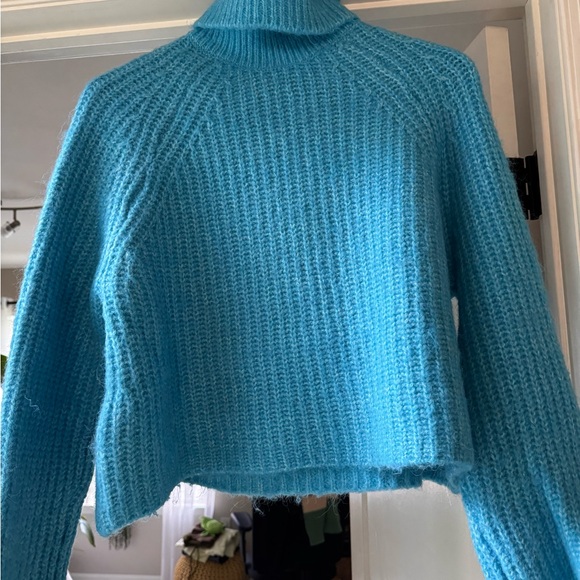Zara | Sweaters | Zara Turquoise Cowl Neck Sweater | Poshmark